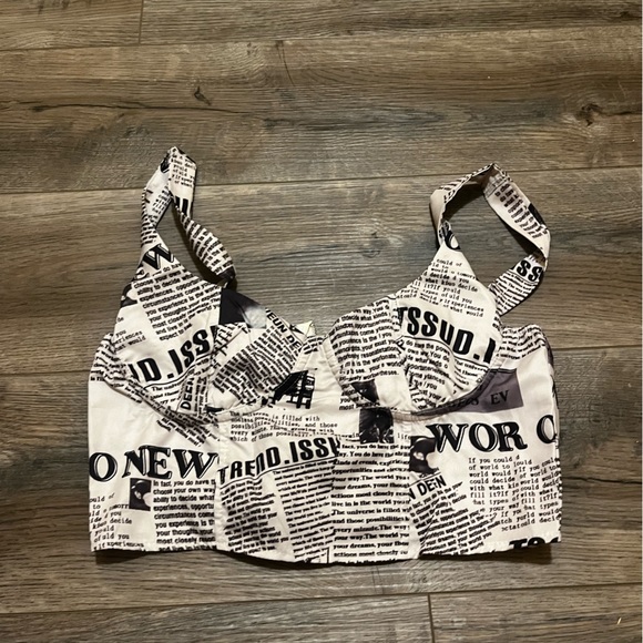 Tops | New Vintage Newspaper Crop Top | Poshmark